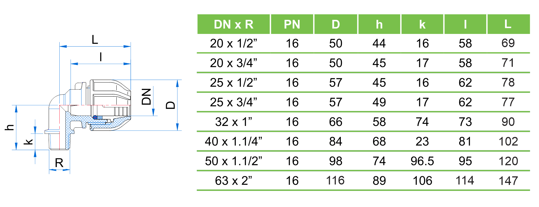 NỐI GÓC 90º REN NGOÀI - Xây Dựng Hùng Anh